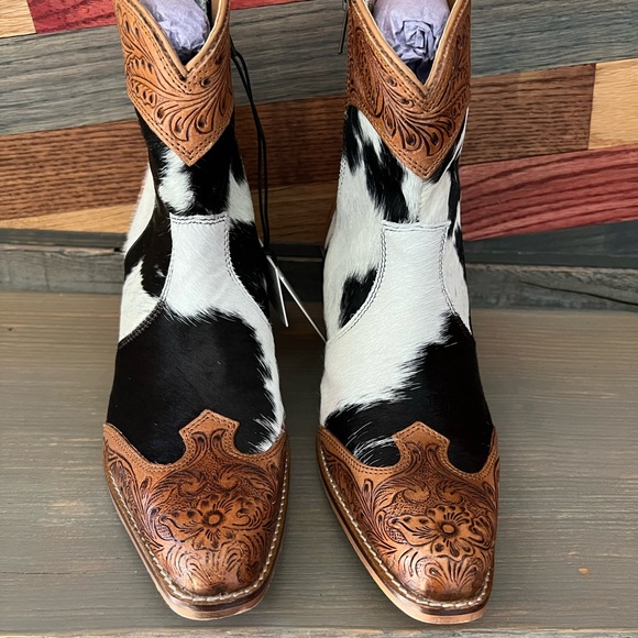 Myra Bag | Shoes | Hand Tooled Leather Genuine Cowhide Women Bootie ...